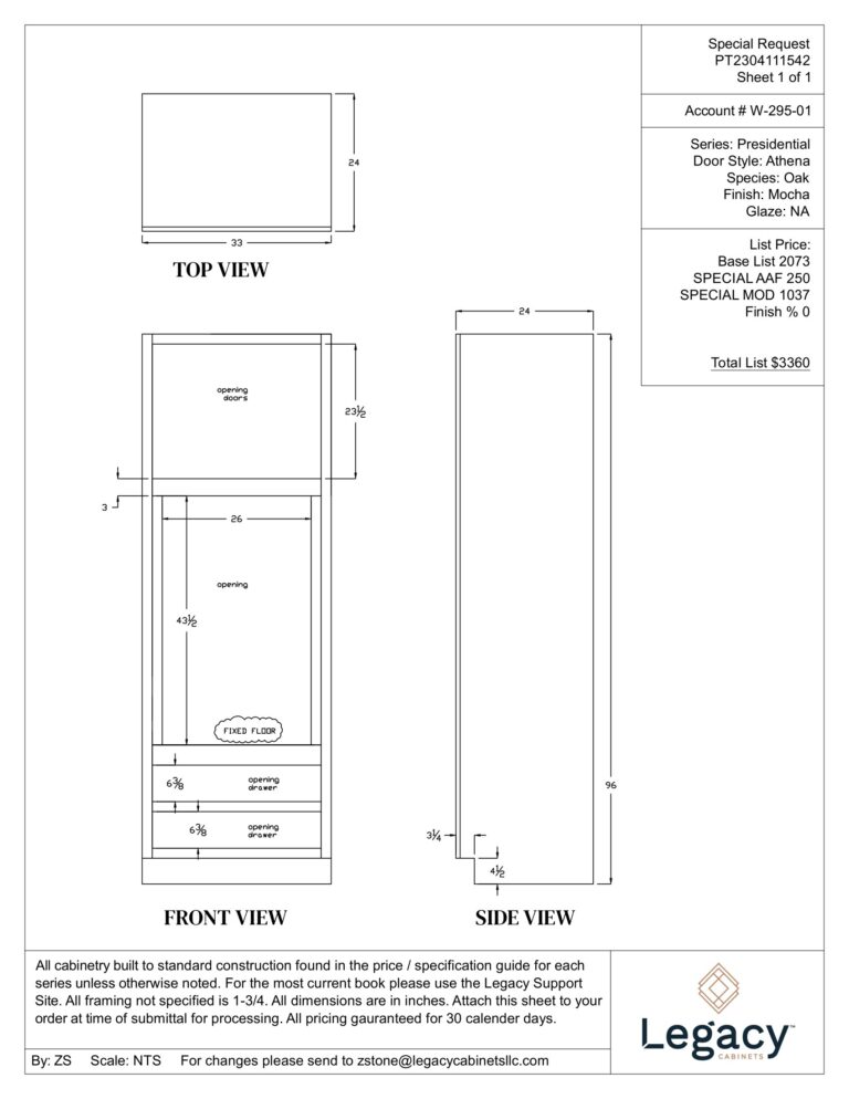 Custom Drawing Tall Library - Legacy Cabinets | Legacy Cabinets
