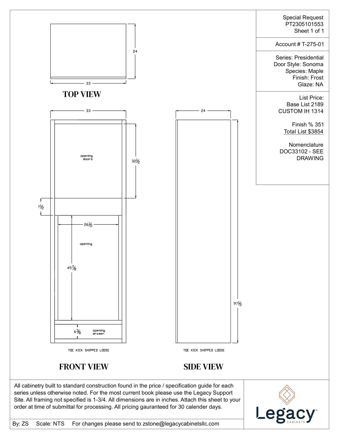 Custom Drawing Tall Library - Legacy Cabinets | Legacy Cabinets