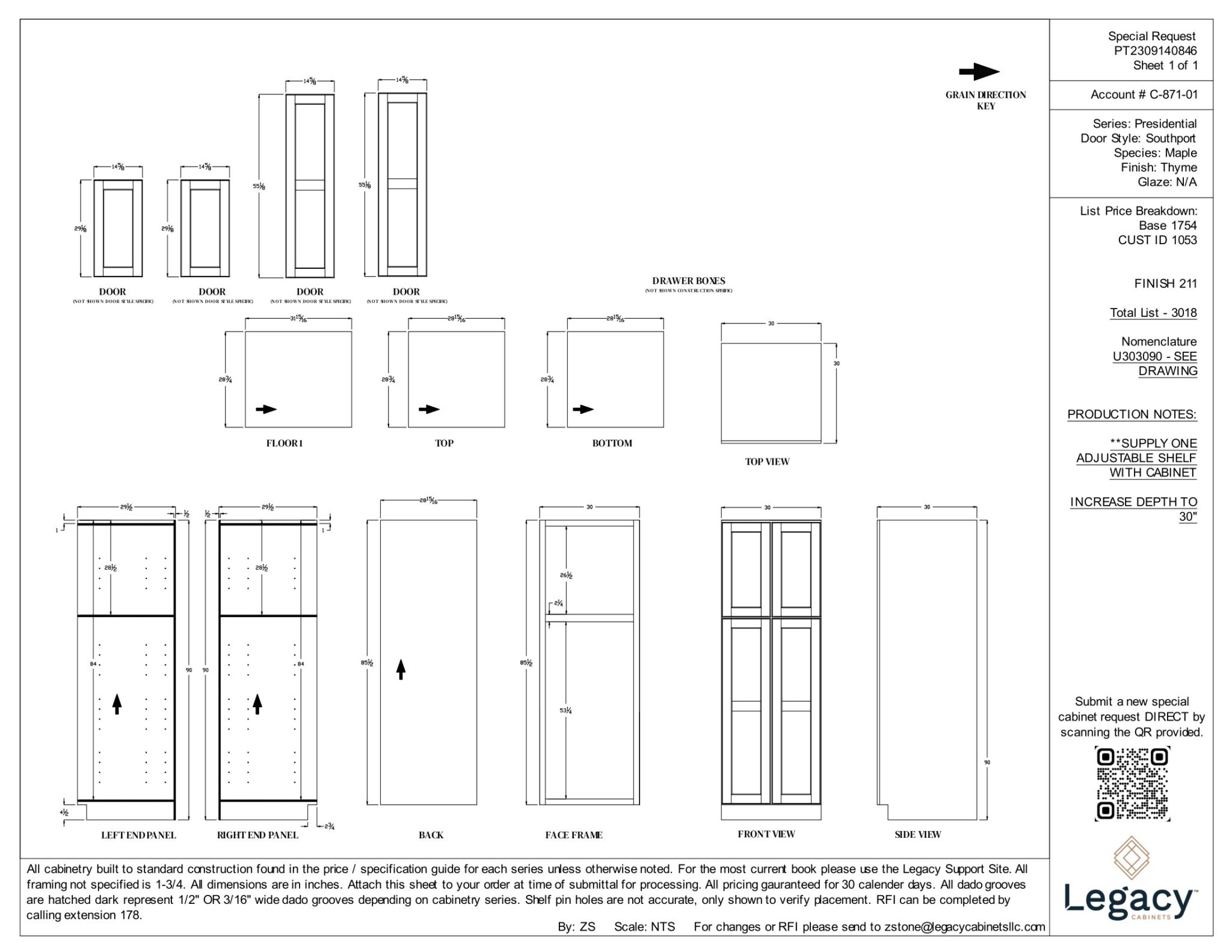 Custom Drawing Tall Library - Legacy Cabinets | Legacy Cabinets