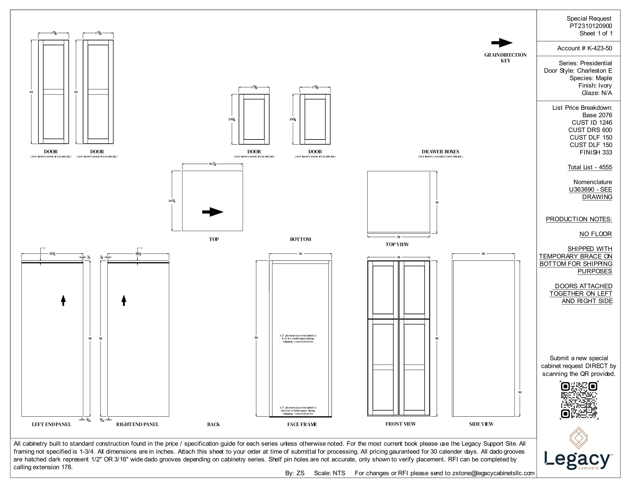Custom Drawing Tall Library - Legacy Cabinets | Legacy Cabinets